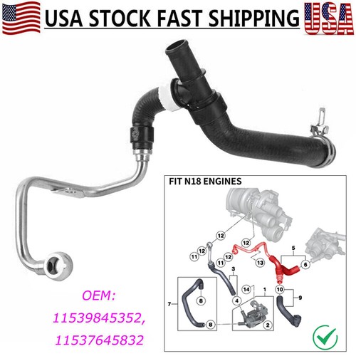 For Mini Cooper R56 R57 R58 R60 R61 Turbocharger Coolant Hose Pipe ...