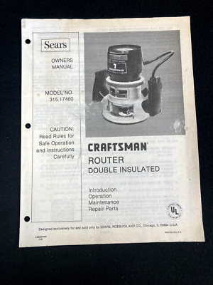 1980 SEARS CRAFTSMAN ROUTER 315.17460 OWNER'S MANUAL & PARTS LIST | eBay