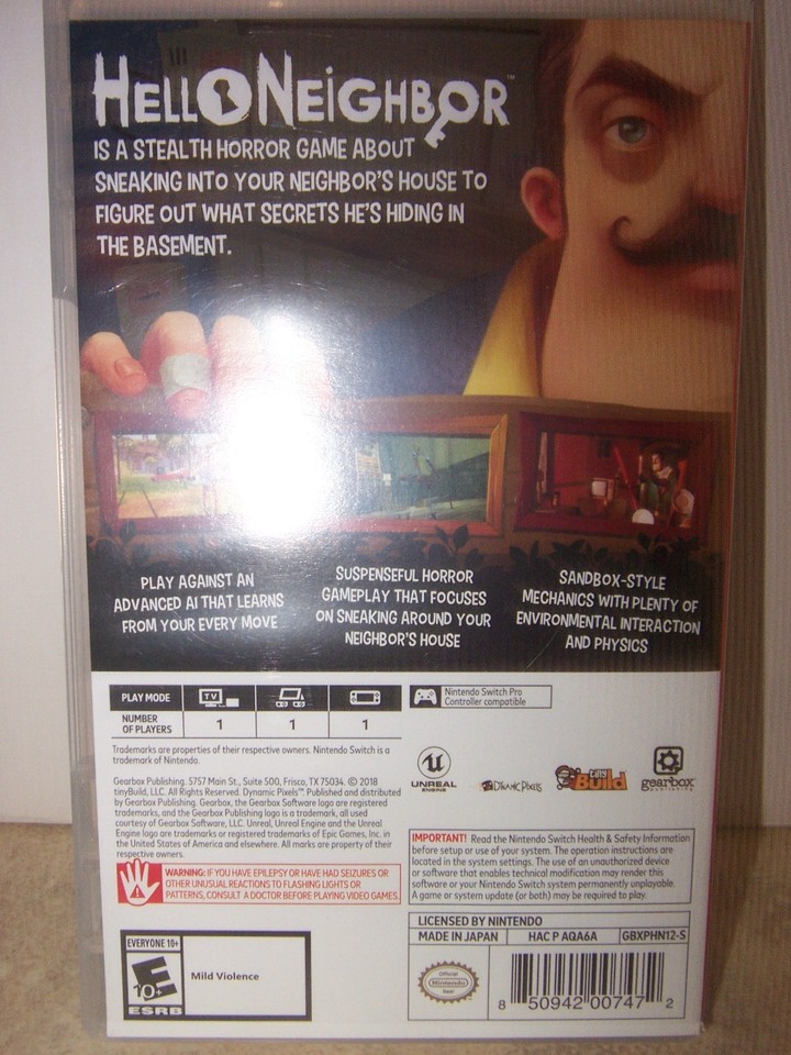 EUC - Hello Neighbor Nintendo Switch Game Cartridge & Original Case ...