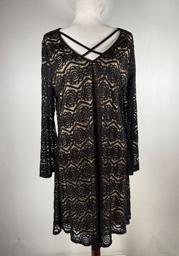 Womens Black Lace Dress Size 2XL Whimsy Goth Vamp Witchy Dark Romantic ...