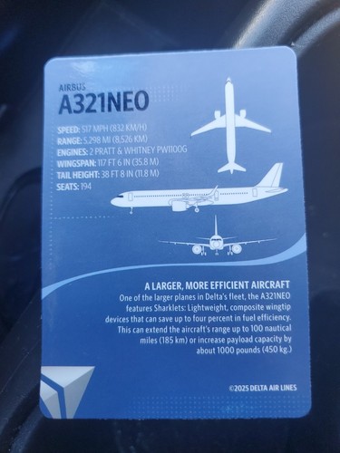 2025 Delta Air Lines A321NEO Aircraft Pilot Trading Card # 65 / 100 | eBay