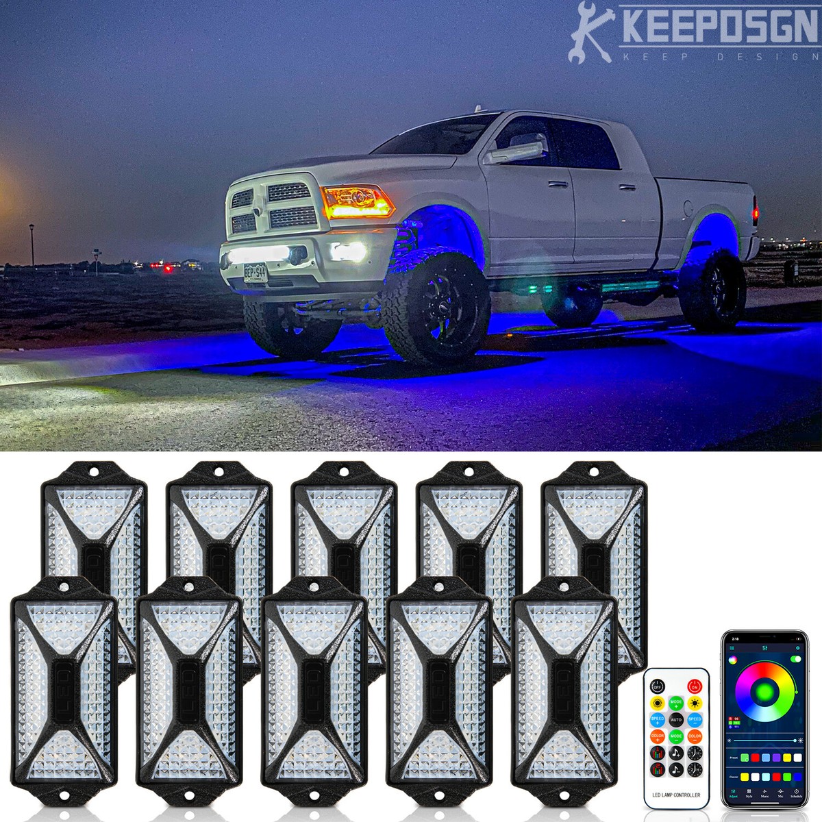 Dodge Ram Truck Led Lights For Dodge Ram 1500 2500 3500 4X 15.5" RGB