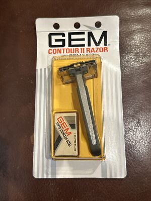 VINTAGE GEM CONTOUR II RAZOR W/ 2 STAINLESS STEEL BLADES NEW IN PACKAGE ...