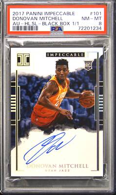 2017 Impeccable Autograph #101 Donovan Mitchell Holo Silver Black Box 1 ...