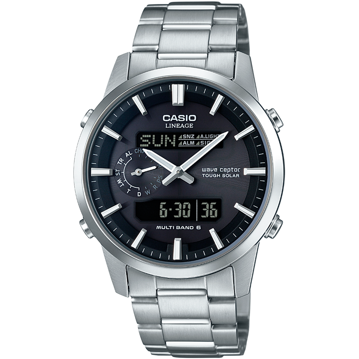CASIO LINEAGE LCW-M600D-1BJF Radio Solar Watch Silver Black CASIO LINEAGE LCW-M600D-1BJF Radio Solar Watch Silver Black