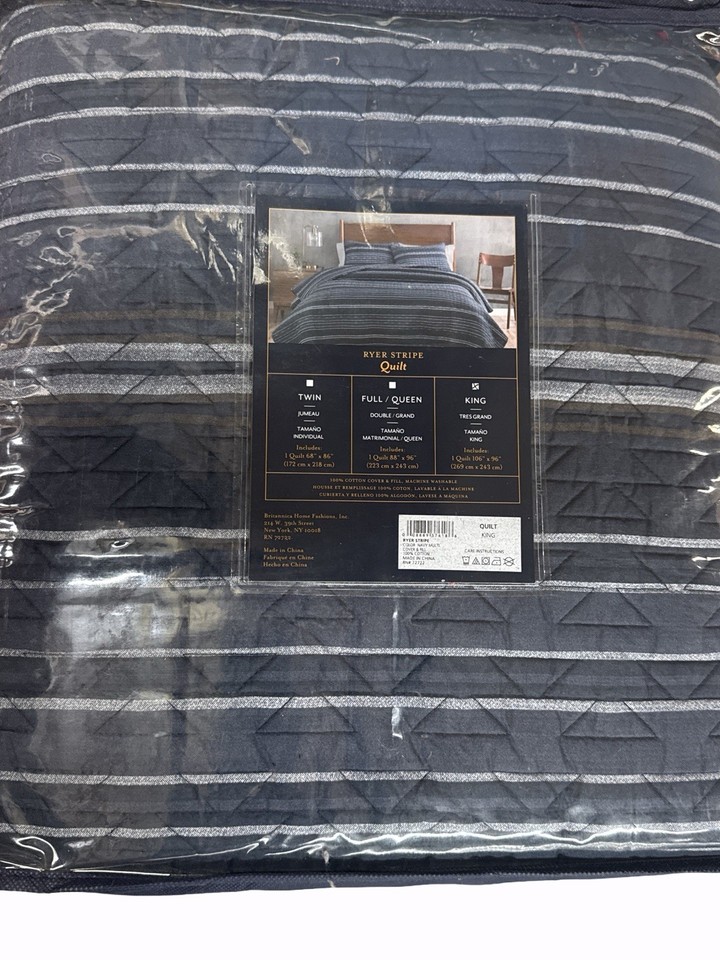 Pendleton Multi Navy Ryer Stripe KING Quilt 106” x 96” New In Packaging ...