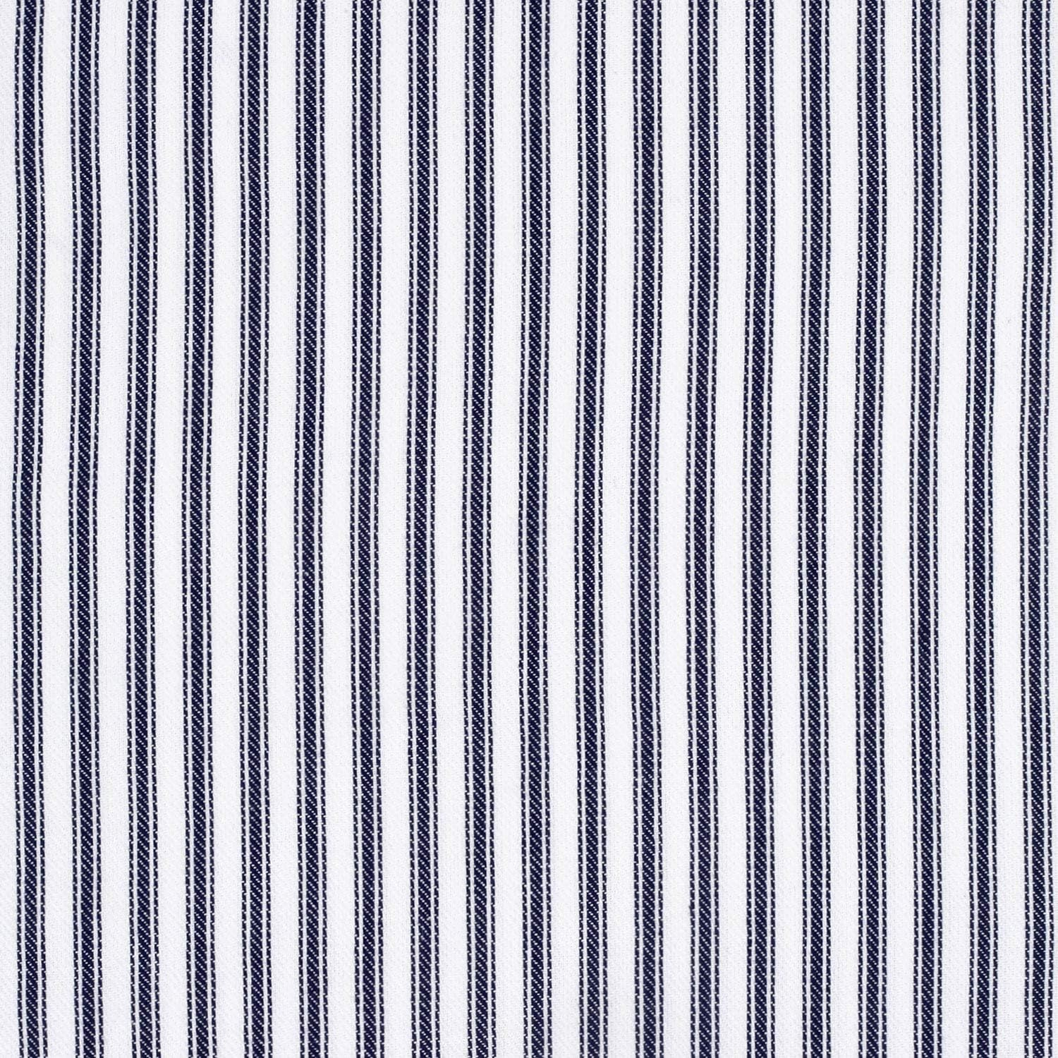 Navy Blue and White Ticking Stripe Woven Cotton Shower Curtain Extra ...