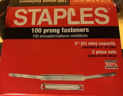 Staples Prong Fasteners, 2" Capacity, 2 3/4" Prong to Prong, Partial ...