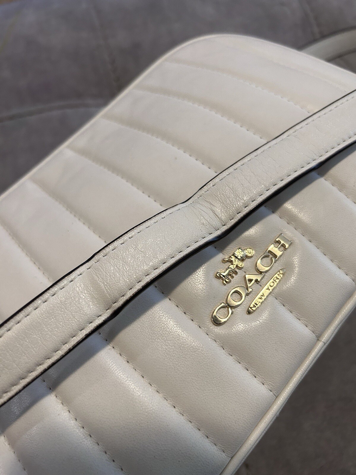 Coach Jes Crossbody Bag With Linear Puffy Quilting Leather Gold & Chalk ...
