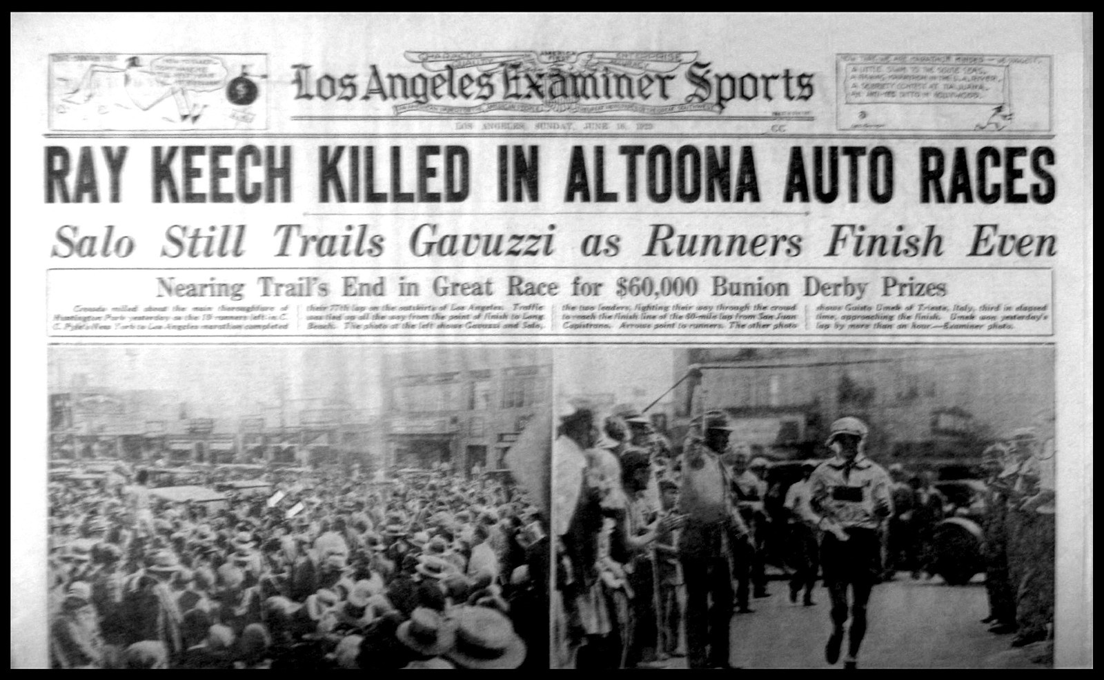 L.A. Examiner Sports Section 1929-06-16 - Ray Keech Killed in Altoona ...