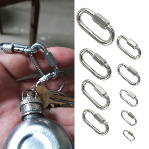 8mm/0.315" 304 Stainless Steel Climbing Gear Carabiner D Shape Quick ...
