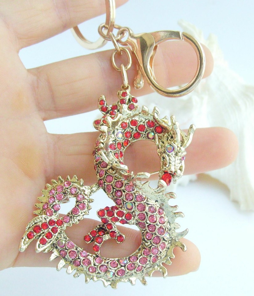 Unique Animal Dragon Keychain Austrian Crystal Pendant Art Decoration ...
