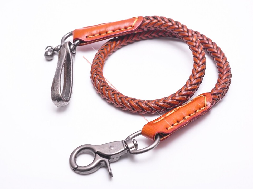 24" Men Handmade Quality Leather Braided Motocycle Trucker Jeans Wallet ...