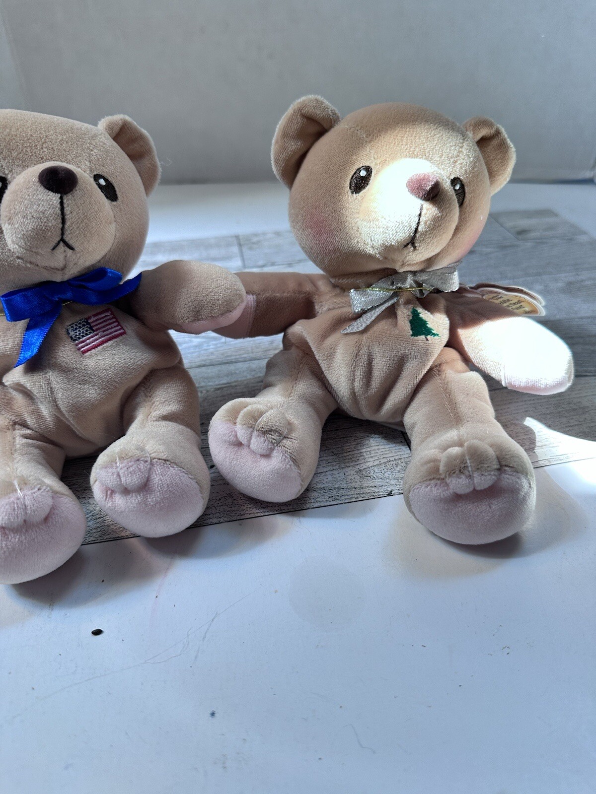 Cherished Teddies Lot of 2 Plush Teddy Bears 7” Holiday Christmas 4th ...