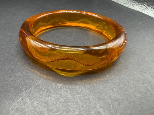 Vintage Apple Juice Lucite Bakelite Bangle Bracelet Reverse Snake ...