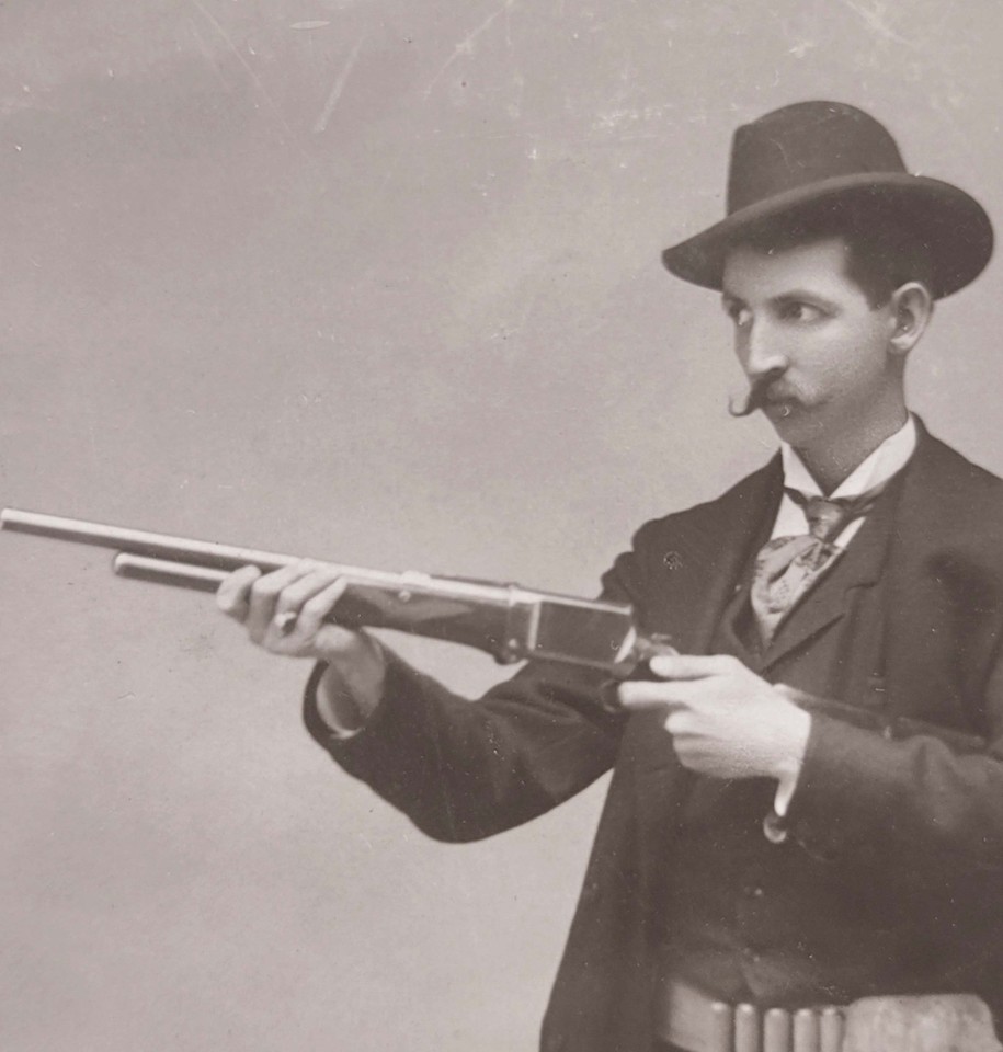 CABINET CARD- CARD- HUNTER WITH BURGESS SHOTGUN – FORT WORTH TEX PHOTO ...