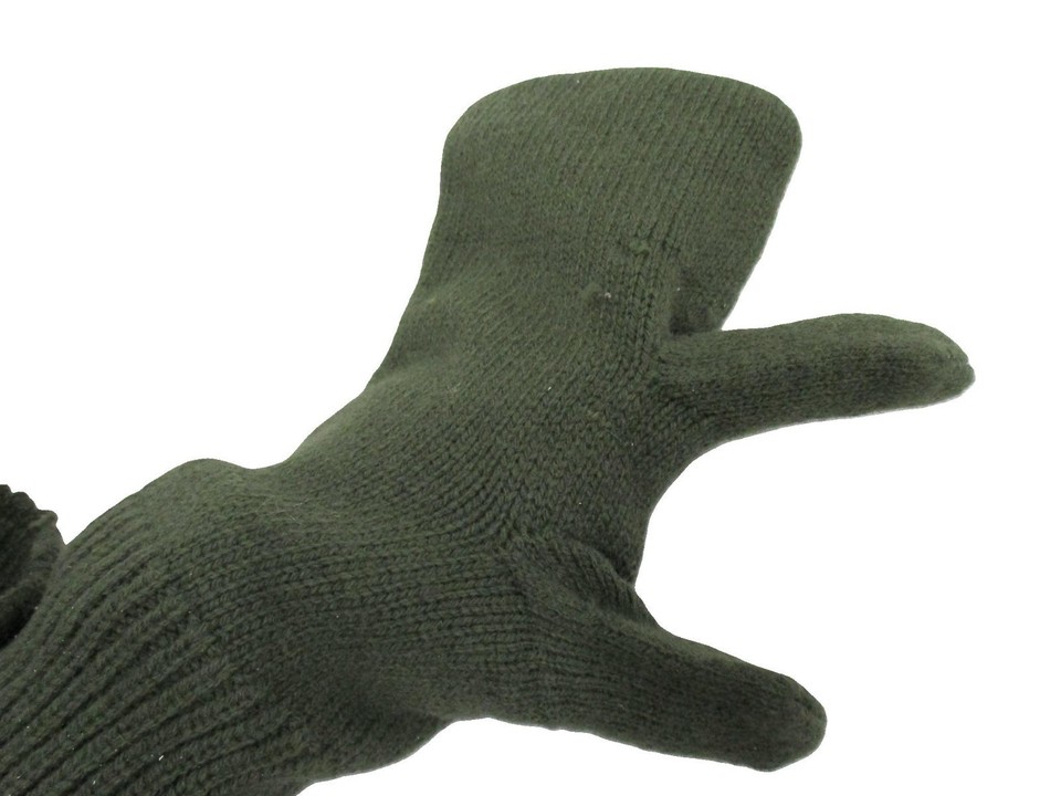 USGI TRIGGER FINGER MITTENS INSERTS OLIVE GREEN GLOVES 70%WOOL 30%NYLON ...