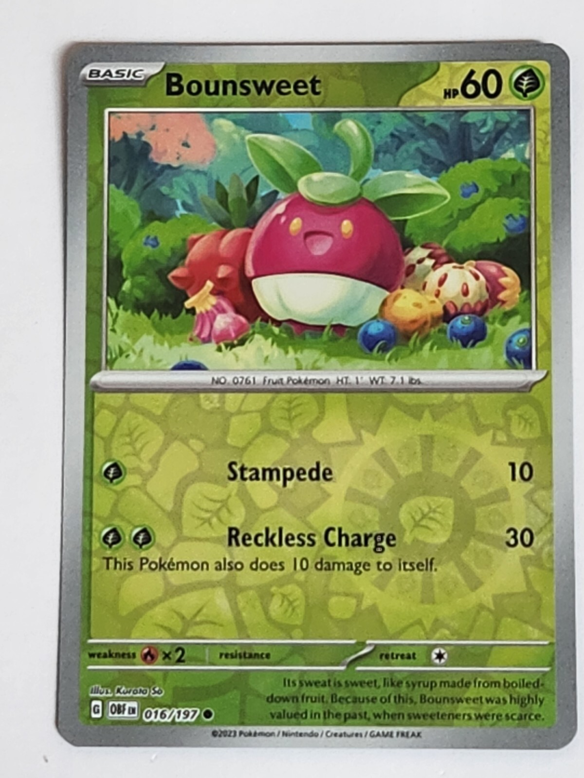 Bounsweet #16/197 SV Obsidian Flames Reverse Holo Common Pokemon 2023 ...