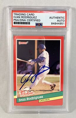 Ivan Rodriguez Signed Rookie Card 1991 Donruss #33 Pudge PSA/DNA 2 COA ...