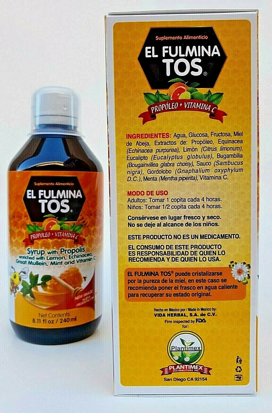 JARABE PARA LA TOS FULMINA TOS COUGH SYRUP 240 ML. EACH PROPOLEO ...