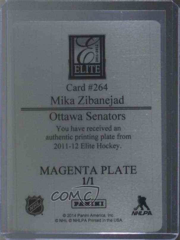2011 Panini Elite Printing Plate Magenta 1/1 Mika Zibanejad #264 Rookie ...