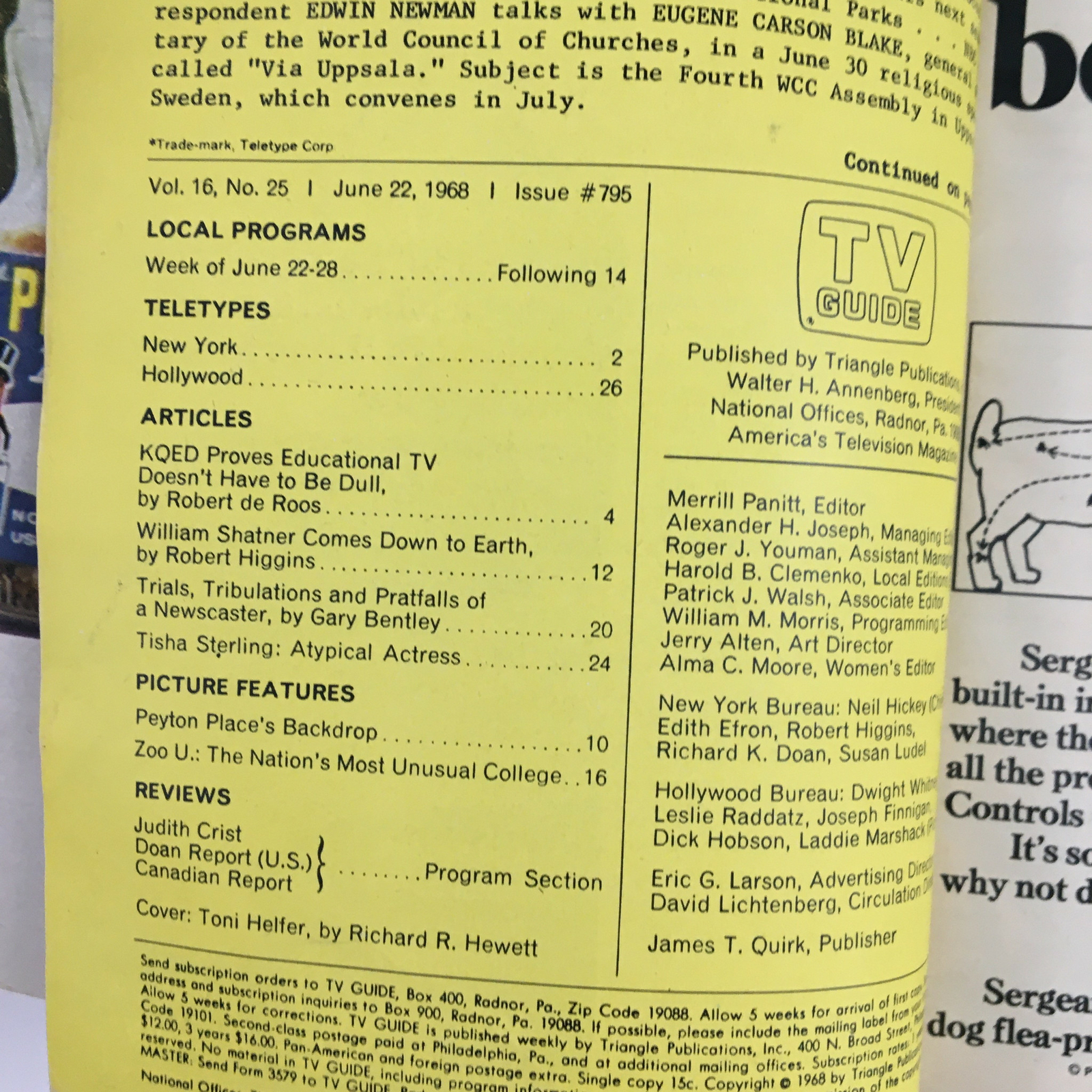 TV Guide Magazine June 22 1968 Toni Helfer Make Hams Out of Tiger L.A ...