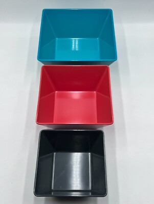 Room Essentials 3- Melamine Bowls - Square Nesting Bowls - Black, Teal ...