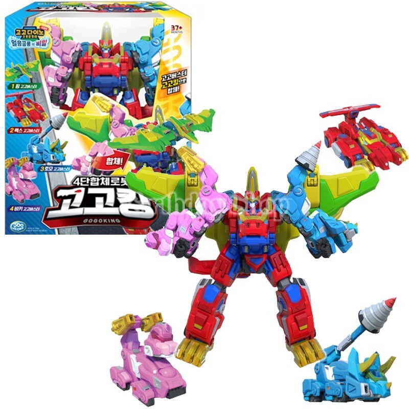 Gogo Dino GOGOKING 4 in 1 Robots Dinosaur Transforming Robot Toy Action ...