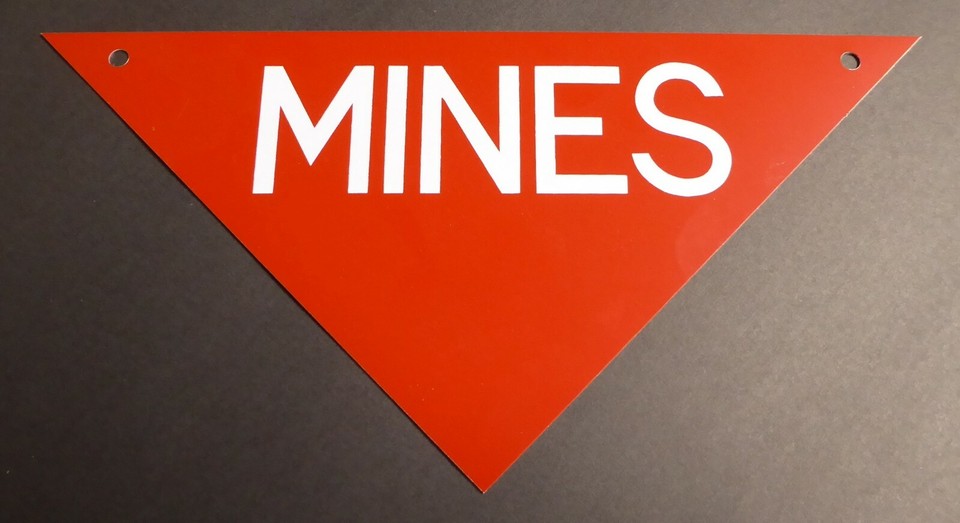 1 GENUINE METAL SIGN 1983 SURPLUS MINEFIELD WARNING ARMY WARNING MARKER ...