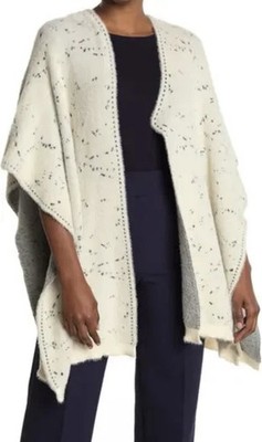 Nordstrom Roffe Faux Fur Snow Leopard Dot Ruana Cape Wrap Winter ...