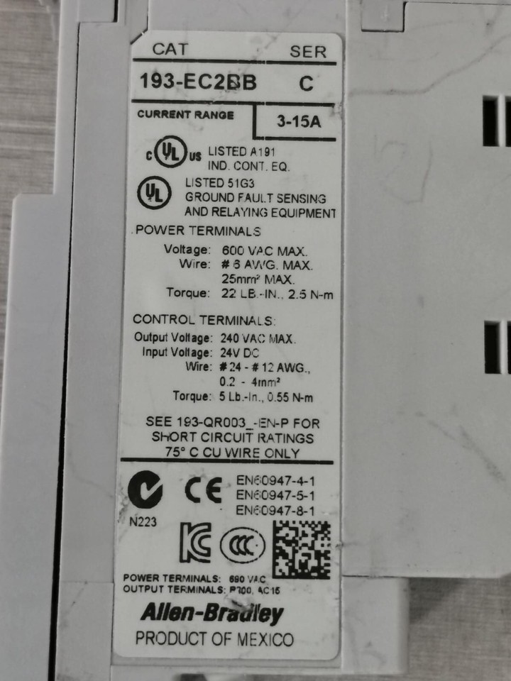 Allen-Bradley E3 Plus 193-EC2BB 3-15A Ser C With 193-ECPM1 Ser A | eBay