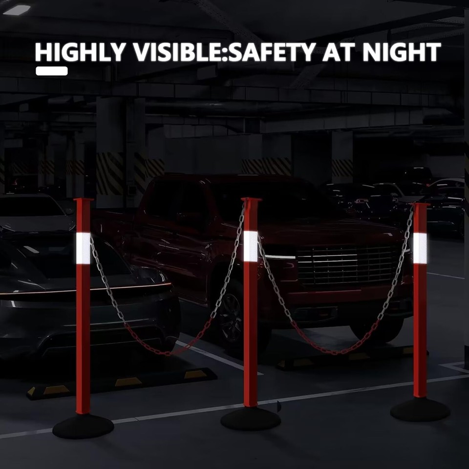 4 Pack Traffic Delineator Post Cones with Weighted Base & Reflective ...