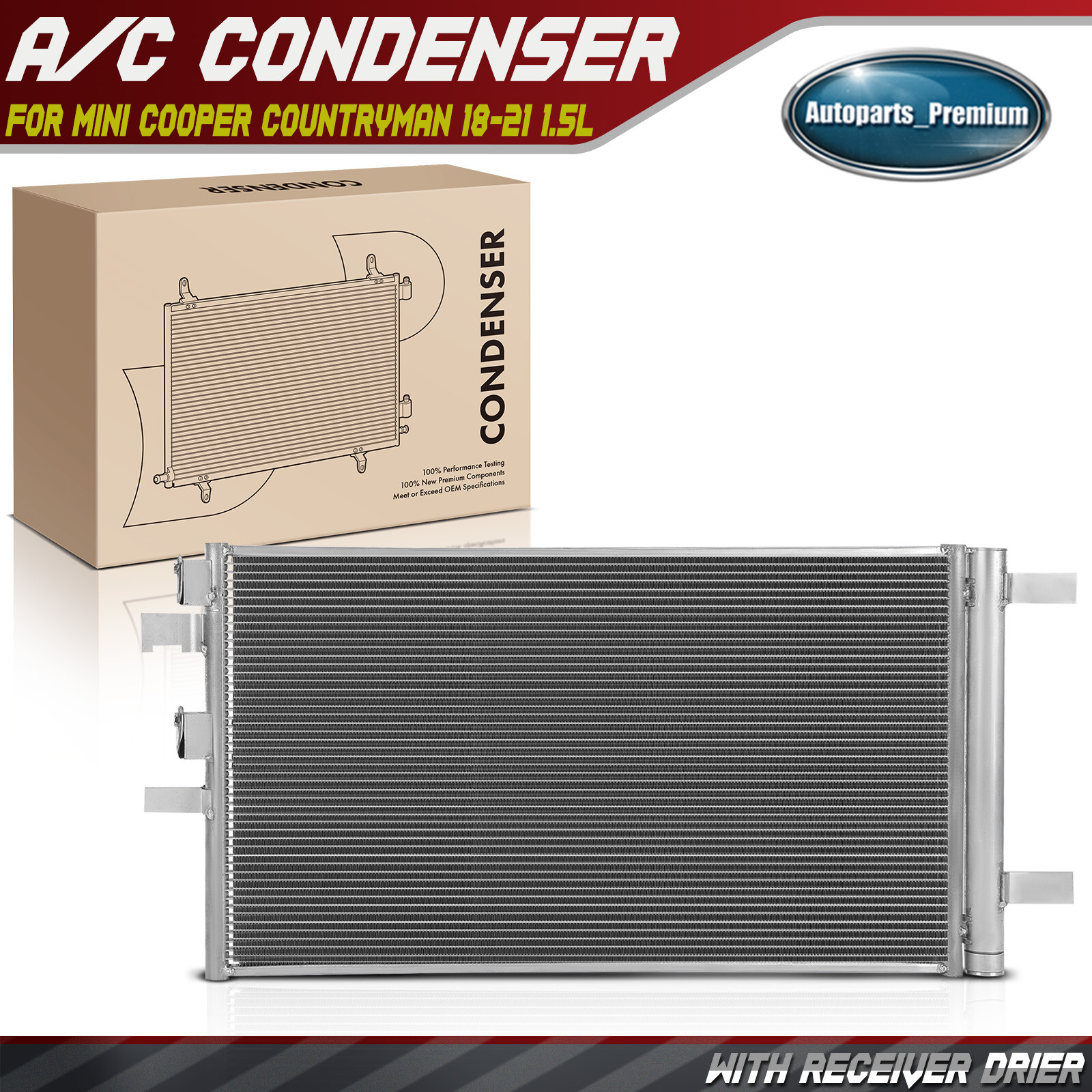 A/C Condenser w/ Bracket & Receiver Drier for Mini Cooper Countryman 18 ...