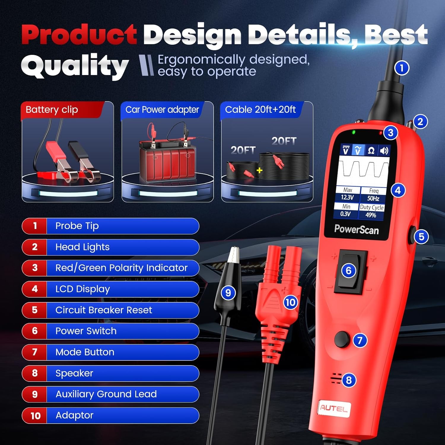 Autel PowerScan PS100 Circuit Tester Electrical Diagnostic Power Probe ...