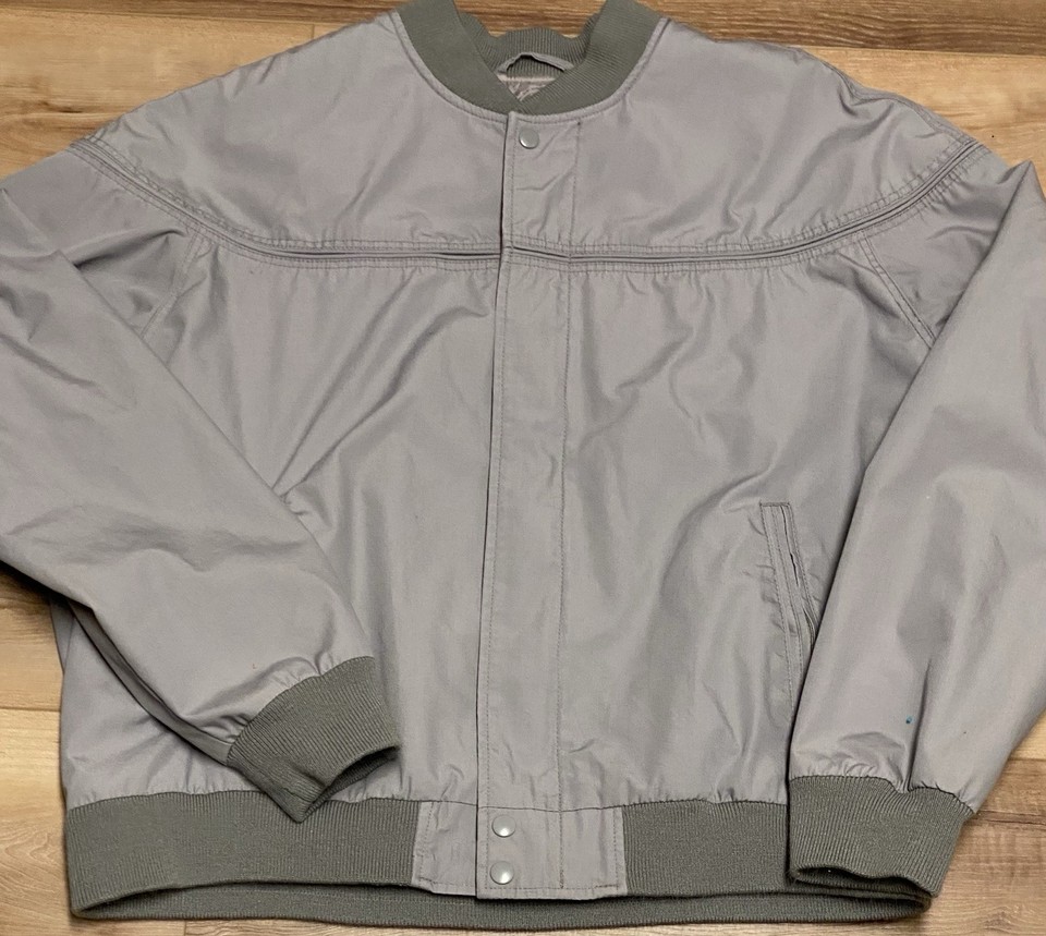 Vintage 90s Bomber Jacket Windbreaker Men’s XL Gray Full Zip Pockets ...