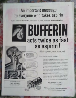 VINTAGE AD - BUFFERIN - SATURDAY EVENING POST April 23, 1955 | eBay