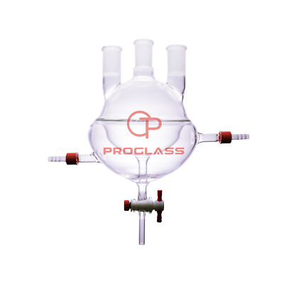 Lab Half Jacketed Round Bottom Flask Heavy Wall PTFE Stopcocks, | eBay