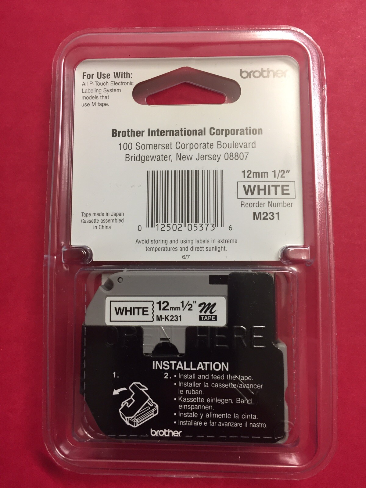 Brother P-touch M Tape M931 Black Print on Silver Tape for Labeler PT90 ...