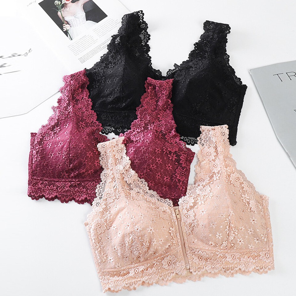 Push Up Bra Women Front Closure Zipper Lingerie Bras Vest Bralette ...