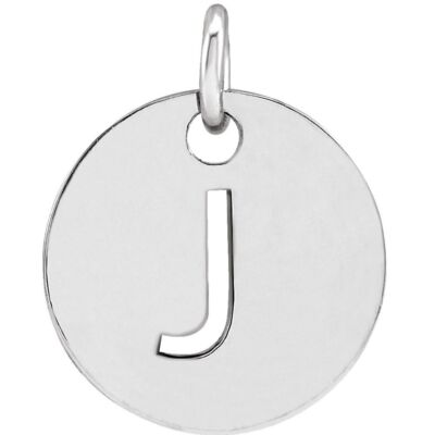 Authentic 925 Sterling Silver Initial J Disc 0.39" Pendant for Men or ...