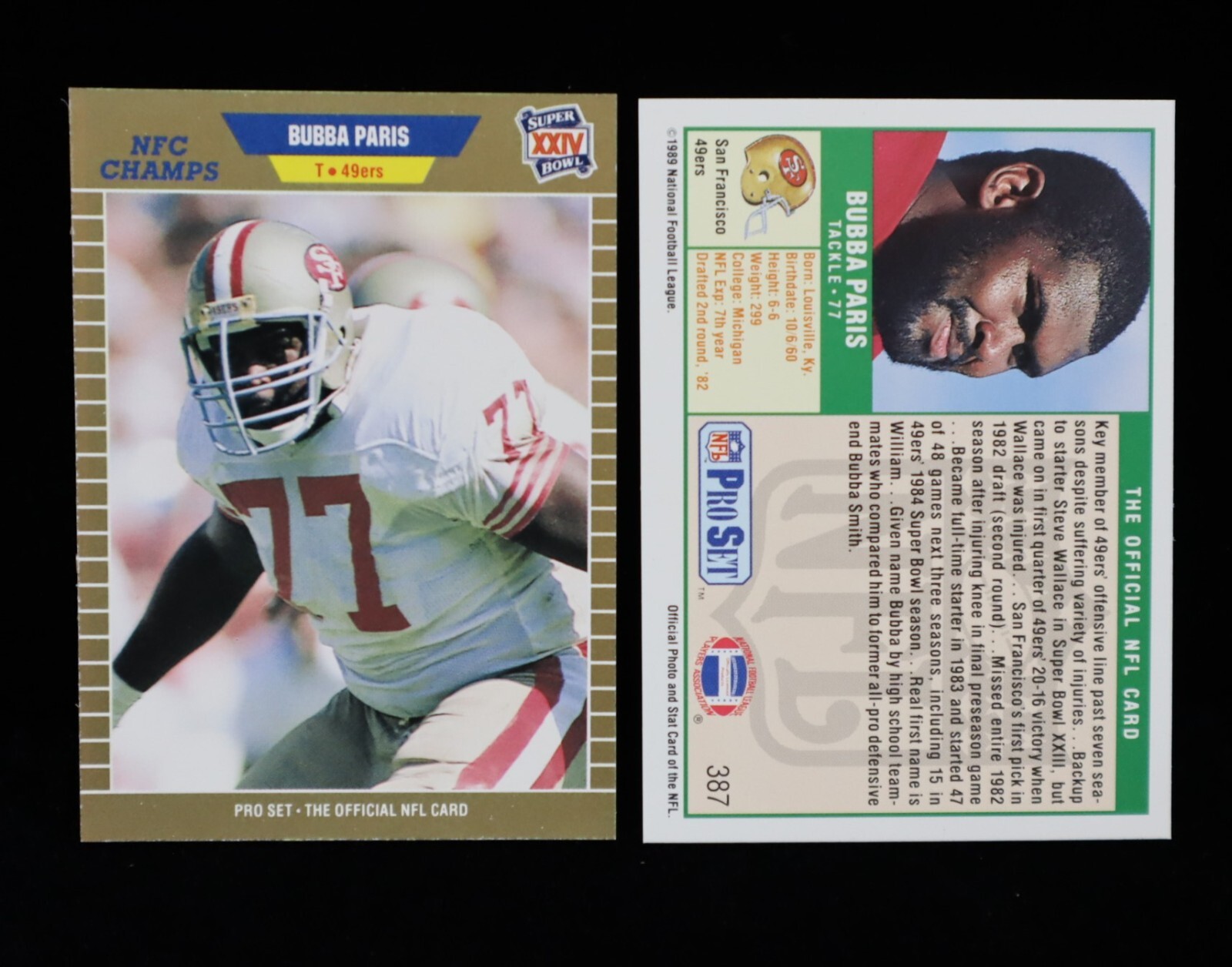 1989 Bubba Paris San Francisco 49ers Gold Super Bowl XXIV Pro Set #387 ...