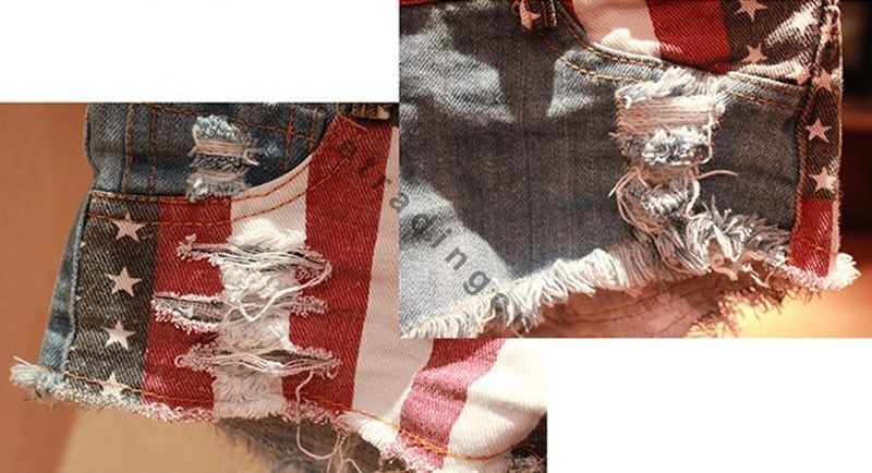 New Sexy Women American US Flag Mini Jeans Shorts Pants Trousers Denim ...