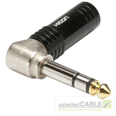 HICON 6,3mm Fiche Jack 3-pol Stéréo Coudé Pin Massif Bout D'Or HI ...