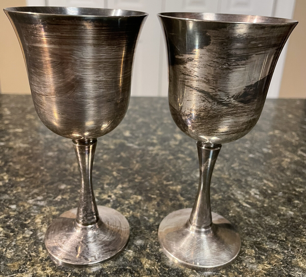 Set of 2 Vintage Salem Portugal Silver Plated Wine Goblets Chalice Cups ...