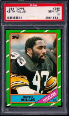 1986 TOPPS #288 KEITH WILLIS POP 4+++ PSA 10 GEM MINT STEELERS FOOTBALL ...