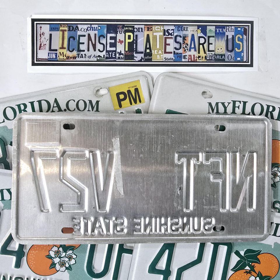 FLORIDA PERMANENT LICENSE PLATE 🔥FREE📬🔥 1 w/RANDOM LETTERS & #'S ~ "PM ...
