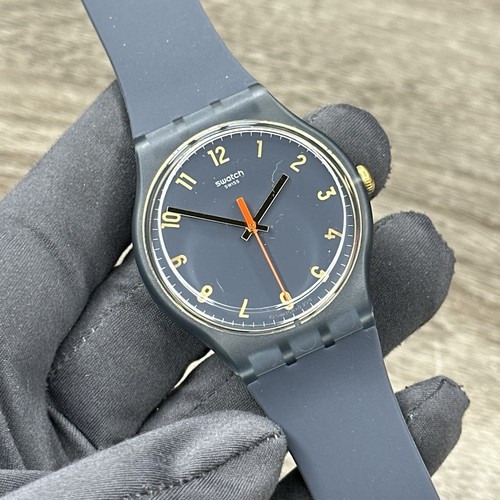 NEW Swatch NUIT BLEUE Number Blue Dial Blue Silicone Unisex 41mm Watch ...