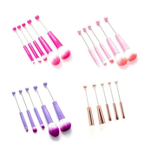 5Pcs Diy Beaded Makeup Brush Set Metal Handle Eye Makeup Brushes ...