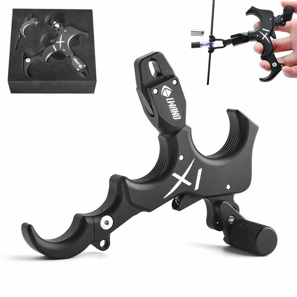 Archery Hunting Grip Compound Bow Release Aids 3 4 Finger Thumb Trigger ...