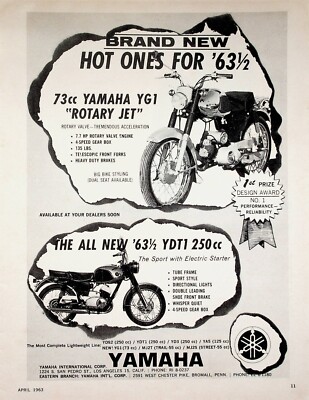 1963 Yamaha YG1 Rotary Jet & YDT1 250 - Vintage Motorcycle Ad | eBay